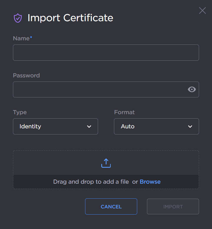 Importing a Certificate